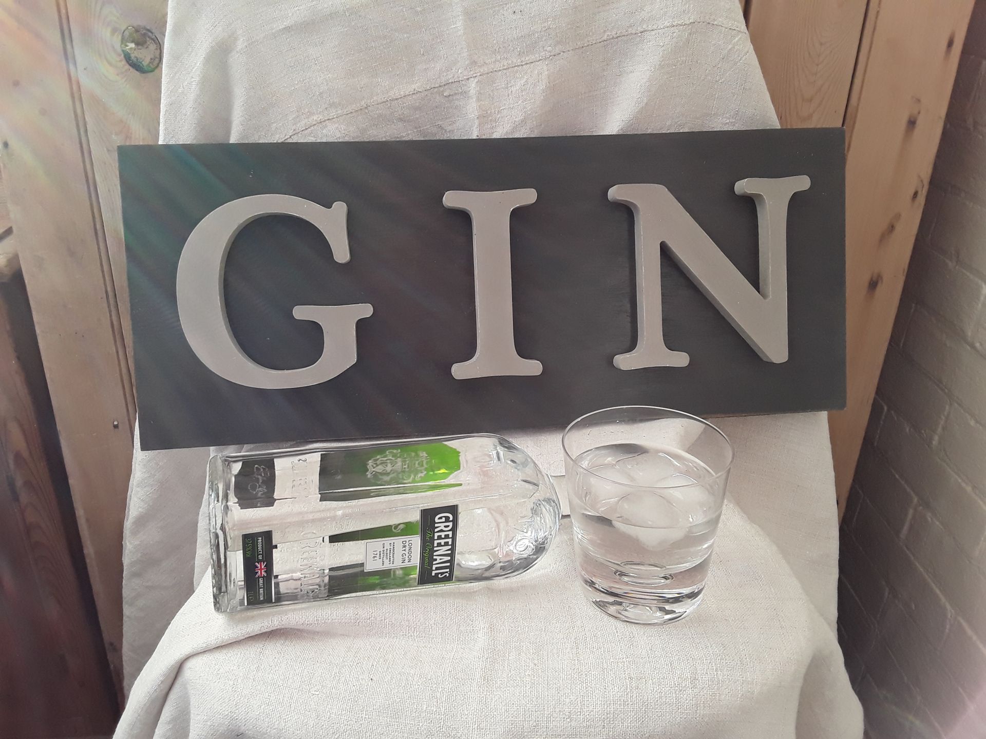 Painted Wooden GIN Sign for Sale - Hand-Painted Wooden Signs - Trunk ...
