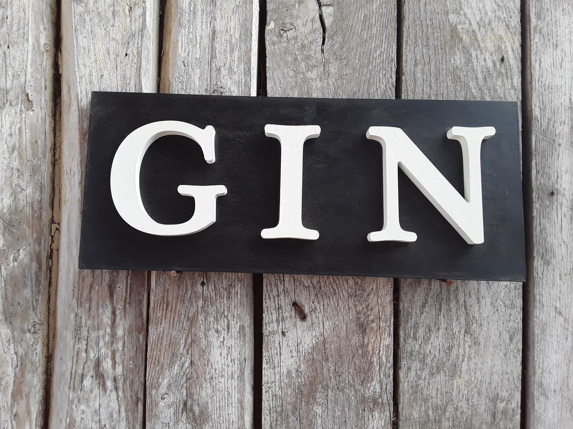 Painted Wooden GIN Sign for Sale - Hand-Painted Wooden Signs - Trunk ...