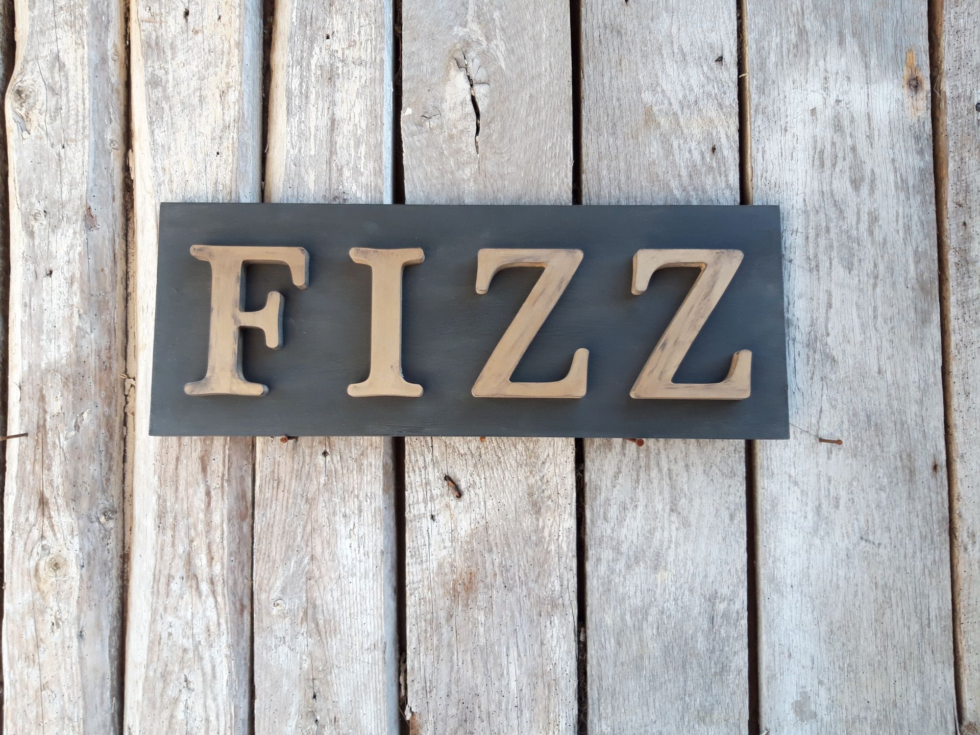 Painted Wooden FIZZ Sign for Sale - Hand-Painted Wooden Signs - Trunk ...