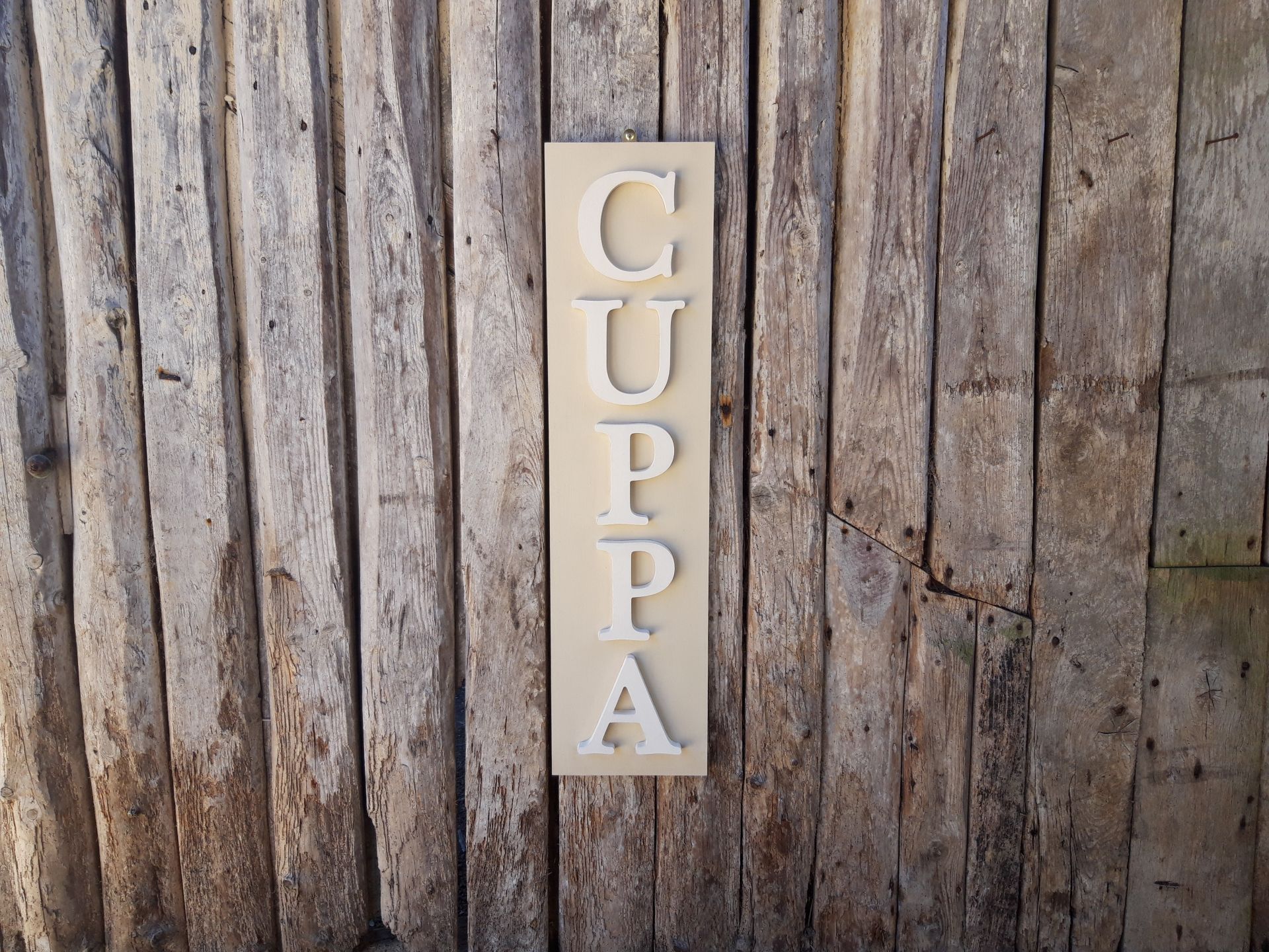 Painted Wooden CUPPA Sign for Sale - Hand-Painted Wooden Signs - Trunk ...