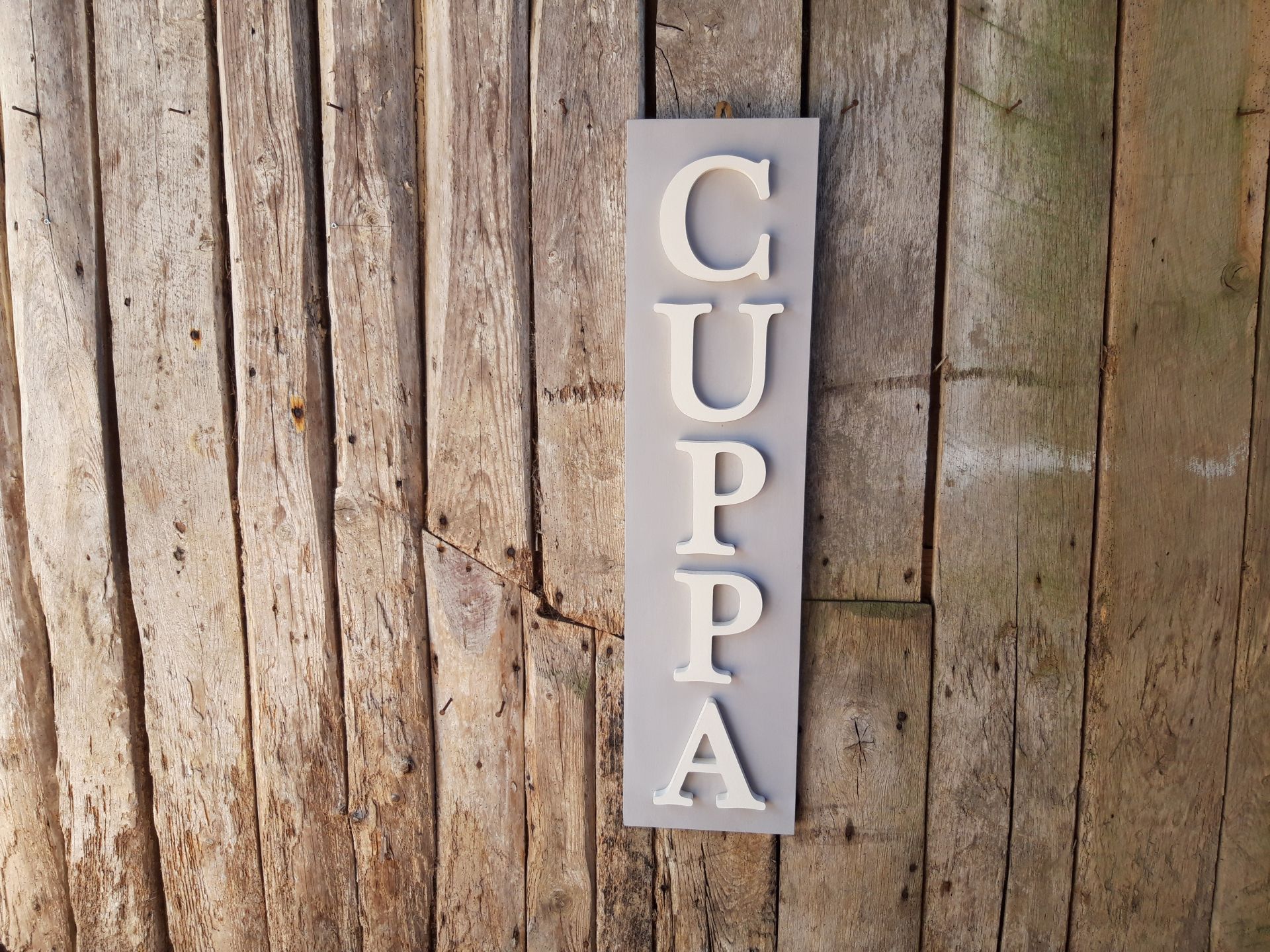 Painted Wooden CUPPA Sign for Sale - Hand-Painted Wooden Signs - Trunk ...