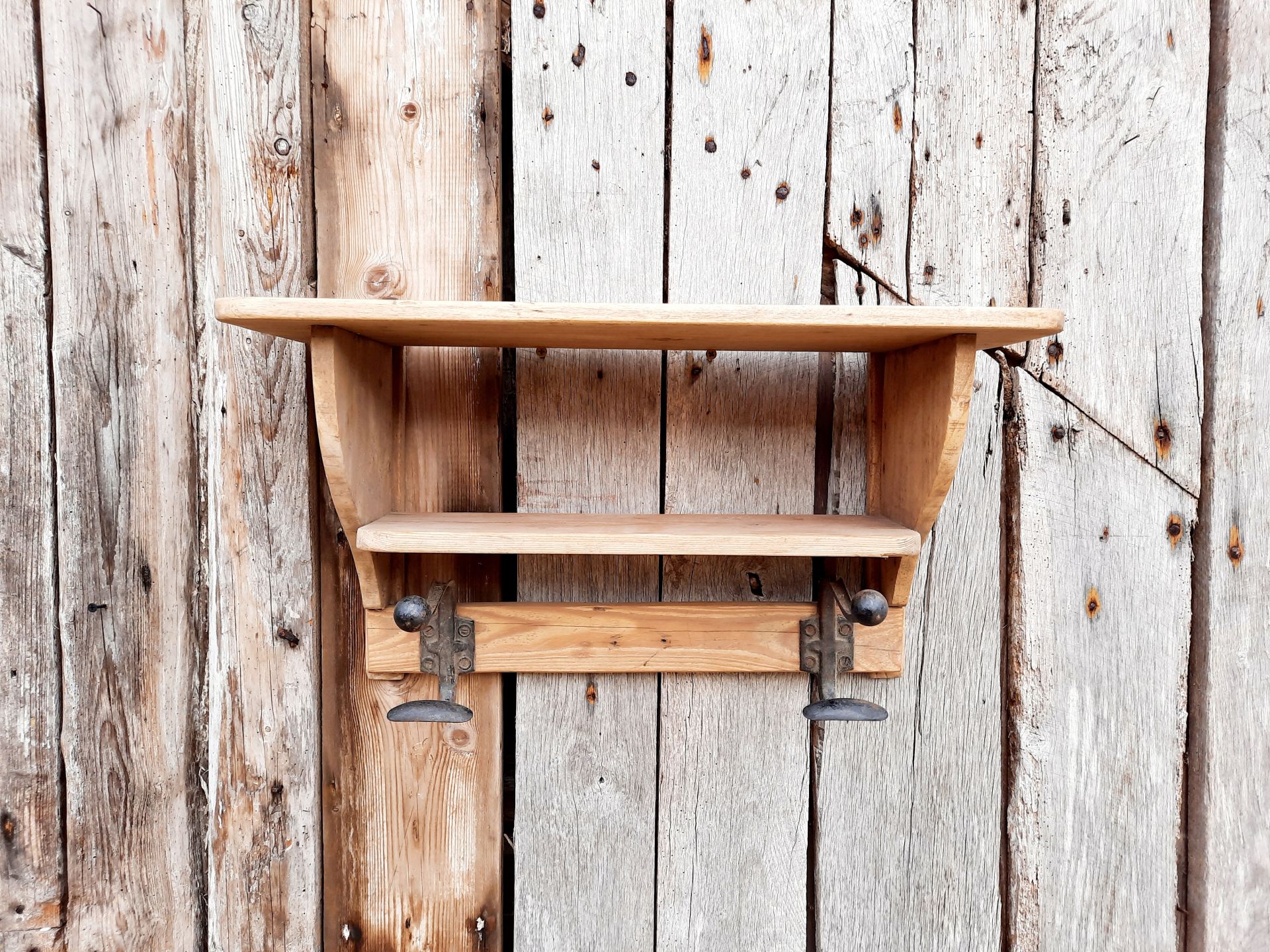 Rustic Wooden Shelves With Hooks for Sale - Shelves And Bookcases ...