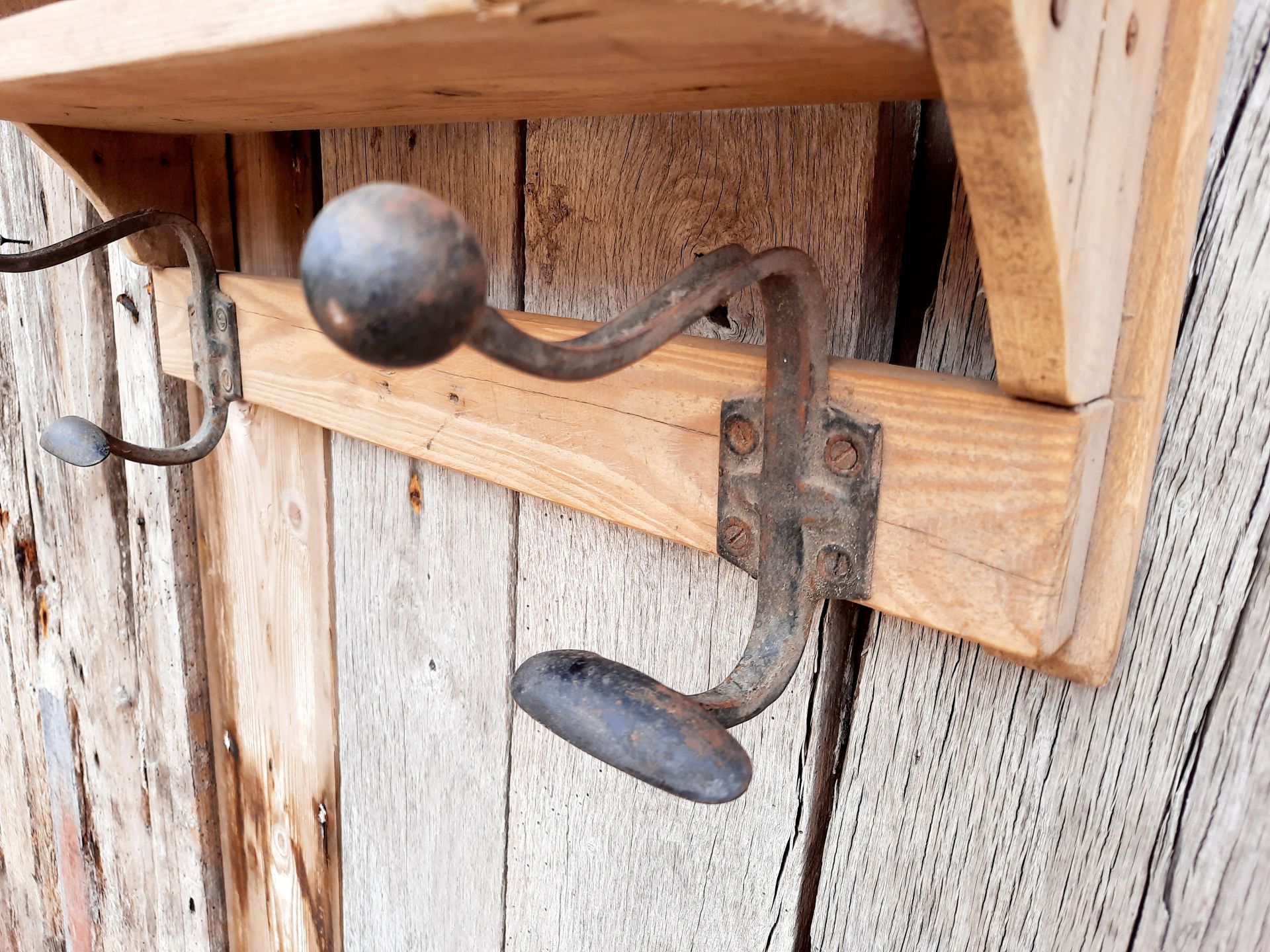 Rustic Wooden Shelves With Hooks for Sale - Shelves And Bookcases ...