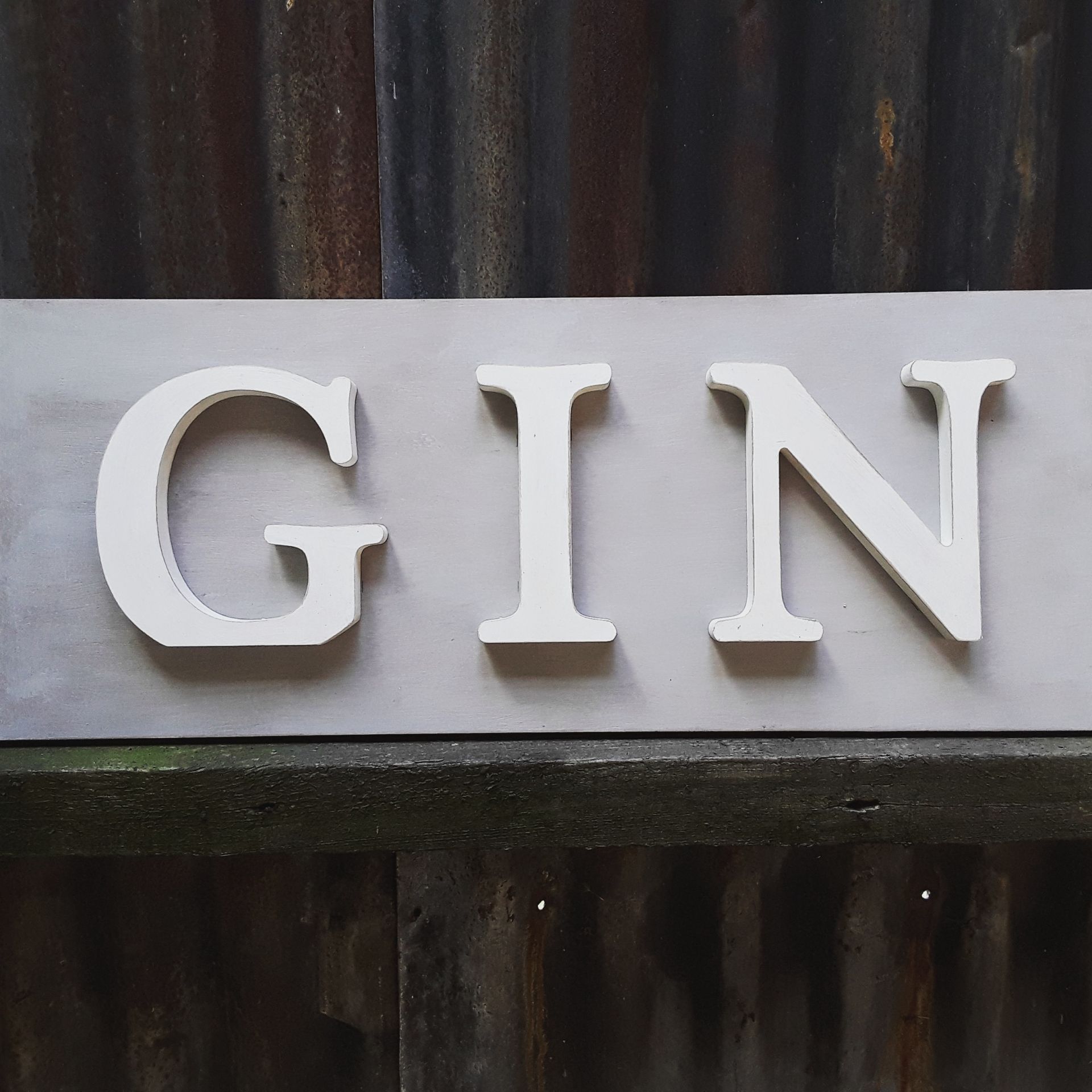 Painted Wooden GIN Sign for Sale - Hand-Painted Wooden Signs - Trunk ...