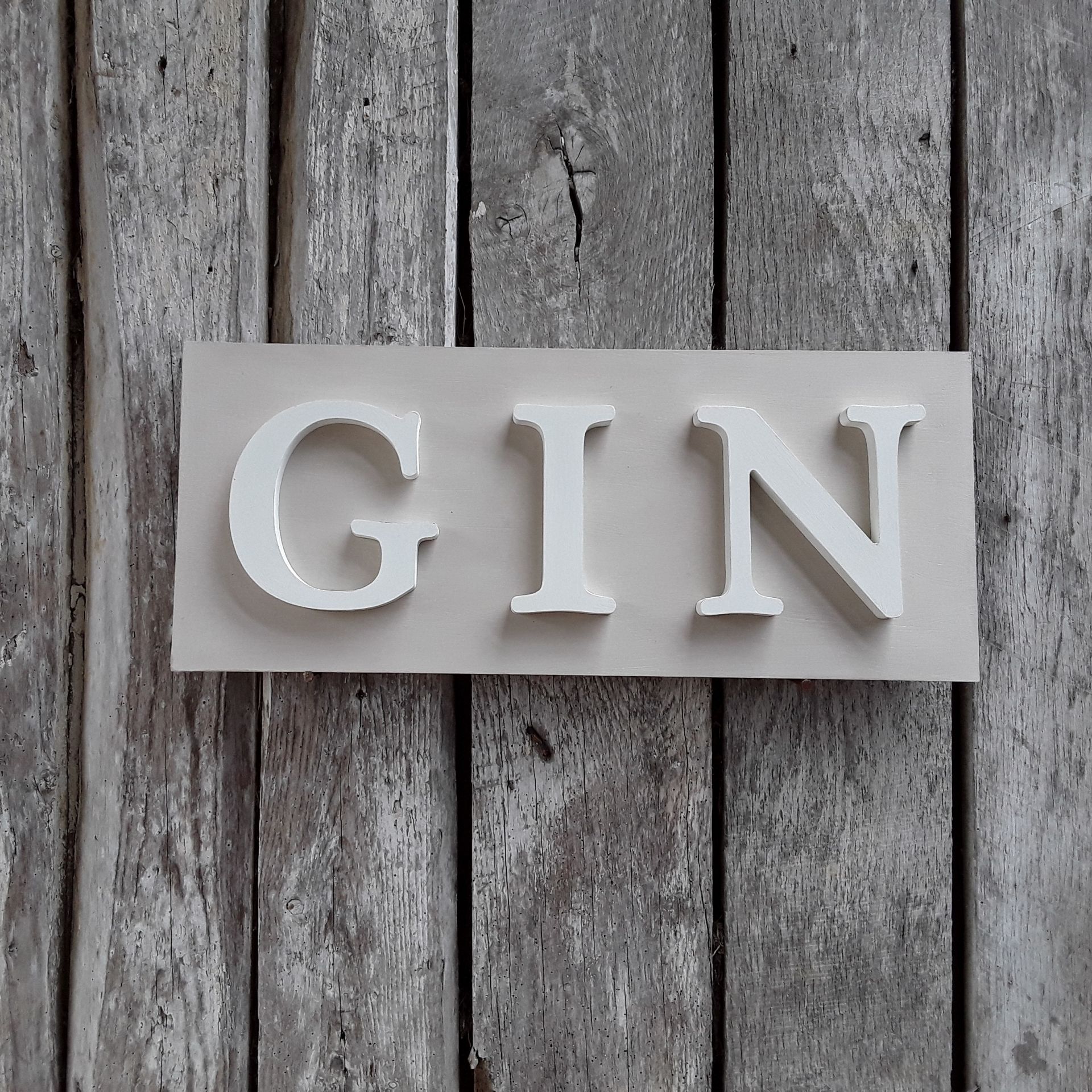 Painted Wooden GIN Sign for Sale - Hand-Painted Wooden Signs - Trunk ...