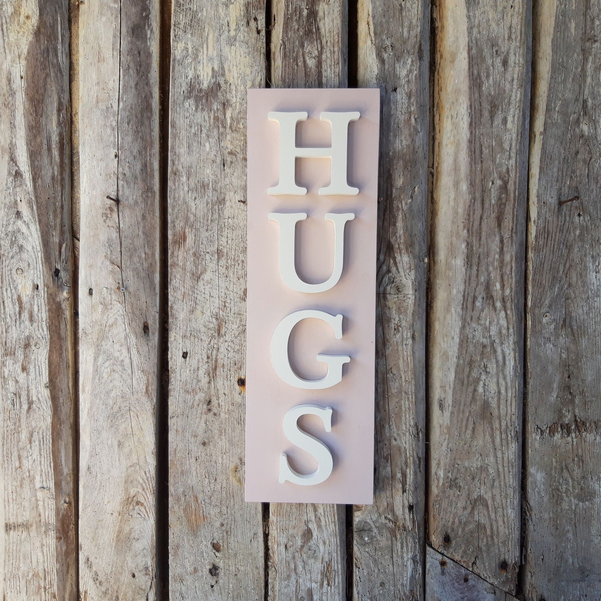 Vertical HUGS Sign for Sale - Hand-Painted Wooden Signs - Trunk Vintage ...