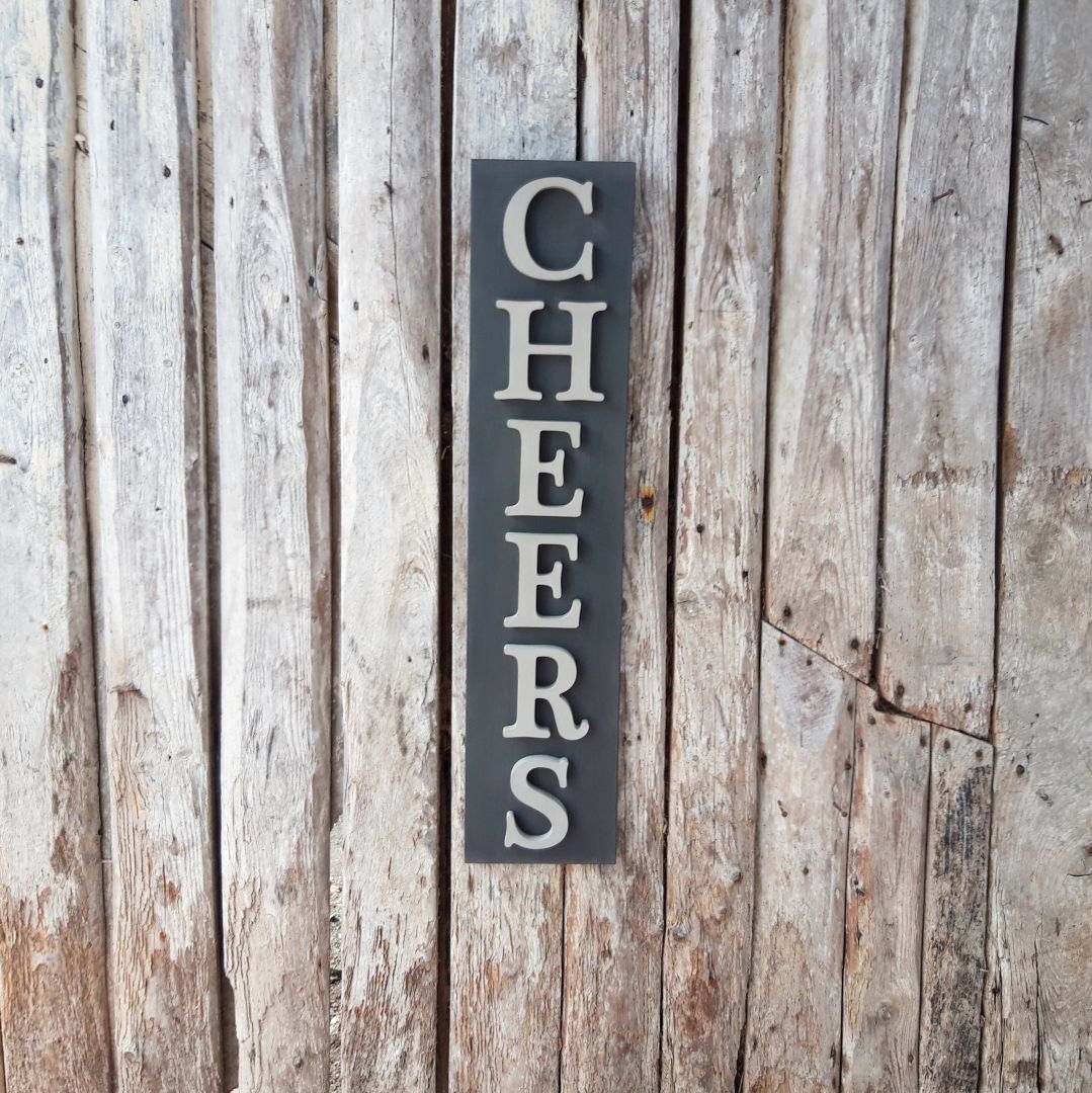 Painted Wooden Cheers Sign for Sale - Dining Room - Trunk Vintage Furniture